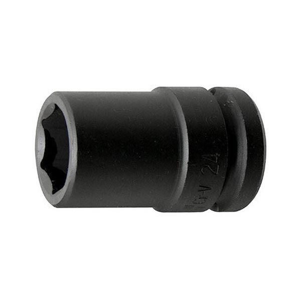 素材には優れた強度・耐衝撃性を持つクロームバナジウム鋼を使用したセミロングインパクトソケットです。高いトルクでのボルト、ナット締緩におすすめです。[差込角] 3/4"(19.0mm)[サイズ] 24mm[全長] 60mm[重量] 370g[...