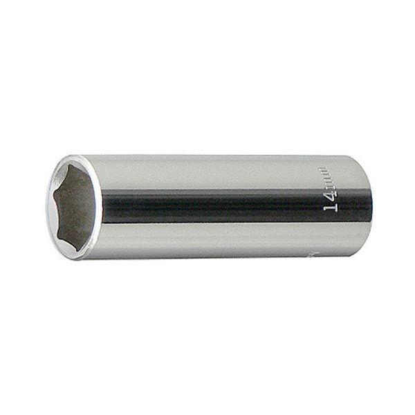 厳選されたクロームバナジウム鋼を鍛造・熱処理した、強靭で耐久性に優れたソケットです。奥まった場所やボルトが突き出たナットの脱着などにはディープソケットの使用をおすすめします。[差込角] 3/8"(9.5mm)[サイズ] 14mm[全長] 6...