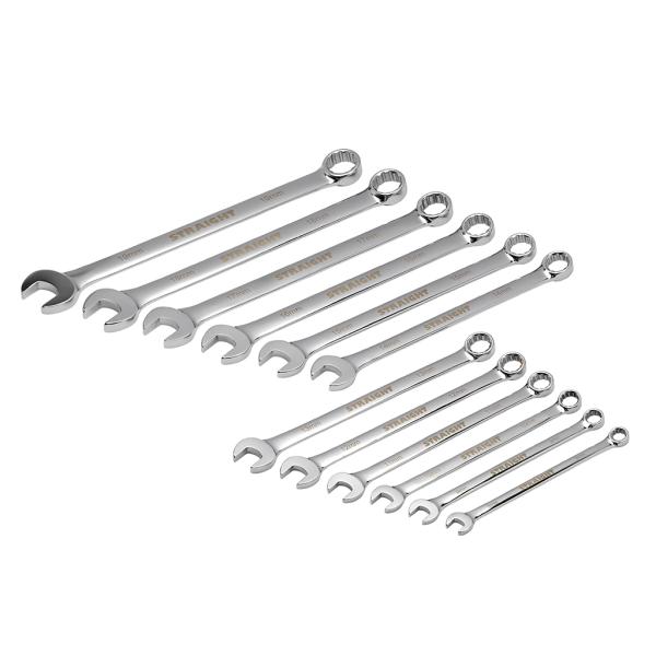 スパナとメガネレンチの機能を組み合わせたコンビネーションレンチセットです。8mm~19mmまで1mm単位のレンチがセットになっています。[セット内容] 8、9、10、11、12、13、14、15、16、17、18、19(mm)[全長][全長...