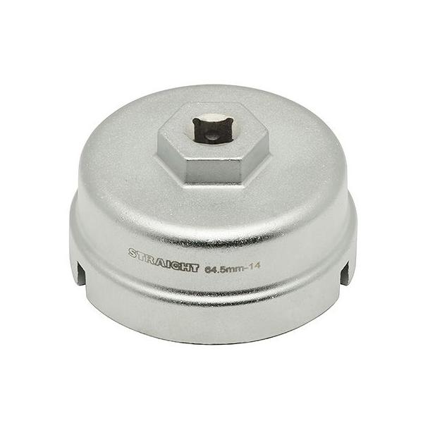 オイルフィルターレンチ カートリッジ式用 64.5mm-14 切り欠き6は、カートリッジ式オイルフィルターに対応した切り欠き付きのフィルターレンチです。[適応フィルター直径] 64.5mm[適応フィルター角数] 14[全高] 44mm[材質...