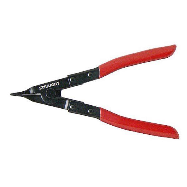 C型のロッキングリング専用のロッキングリングプライヤーです。先端に滑り止めの加工をしておりますので、安全に作業できます。[全長] 210mm[最大開口] 28mm[材質] カーボンスチール[スプリング] 付き