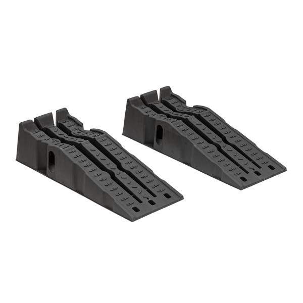 オイル交換作業等、簡易的に車を上げるのに便利なカースロープです。スタッキング構造で、運搬や収納時のスペースをとりません。250mm幅のタイヤまで使用可能な幅広タイプです。[耐荷重] 3.0t/セット[外寸/WHD] 905×216×330(...