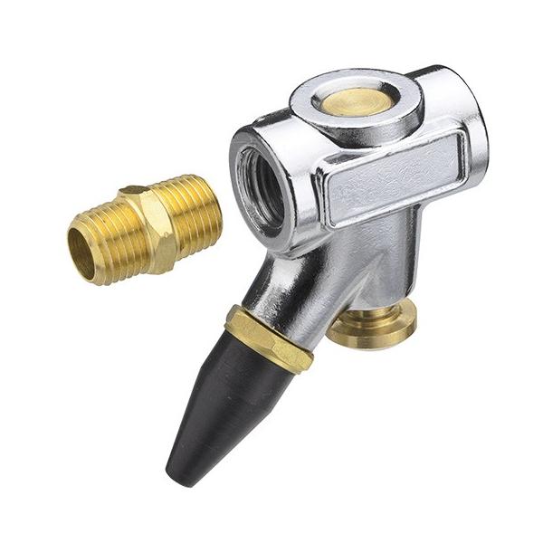 エアーブローガン インラインタイプは、エアーツールやカプラーに装着して使用するエアーブローガンです。[全長] 58mm[ノズル取り付けネジサイズ]　1/8-28(UNF)[インレットサイズ] 1/4[付属品] ニップル 1/4ｘ1/4