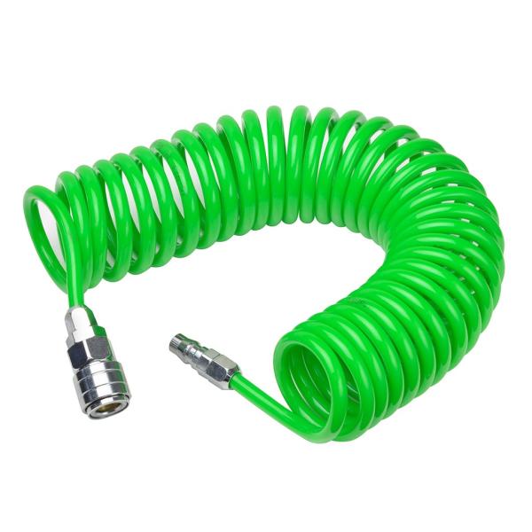 エアーホース 5mm×6mは、コイル状のエアーホースでホースのもつれを防ぎ、また使わない時も小さくまとまって大変便利です。ホースの両端にはプラグとソケットが付属します。[使用内径] 5mm[使用外径] 8mm[ホース長さ] 6m[材質] ポ...