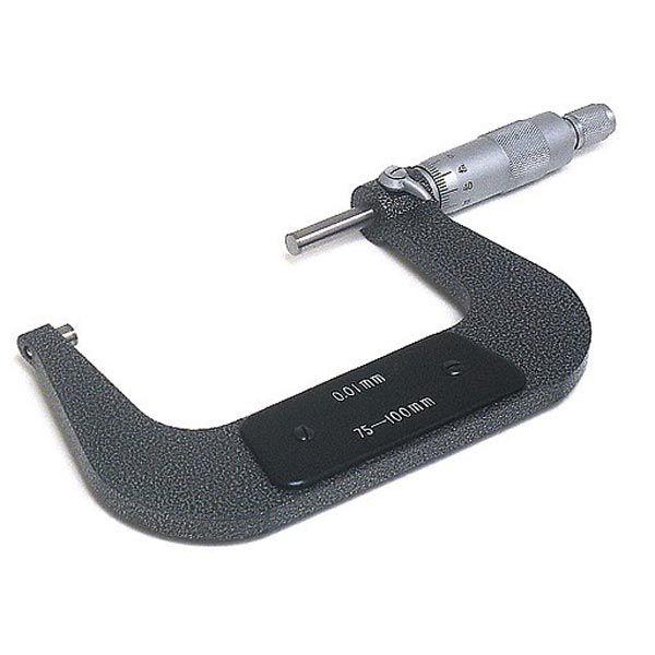 ねじを回転させ、測定物を精密に測定することができるマイクロメーターです。[測定範囲] 75〜100(mm)[目盛] 0.01mm[精度] ±0.01mm[付属品] 収納ケース、ゼロ点調整用レンチ、標準ゲージ