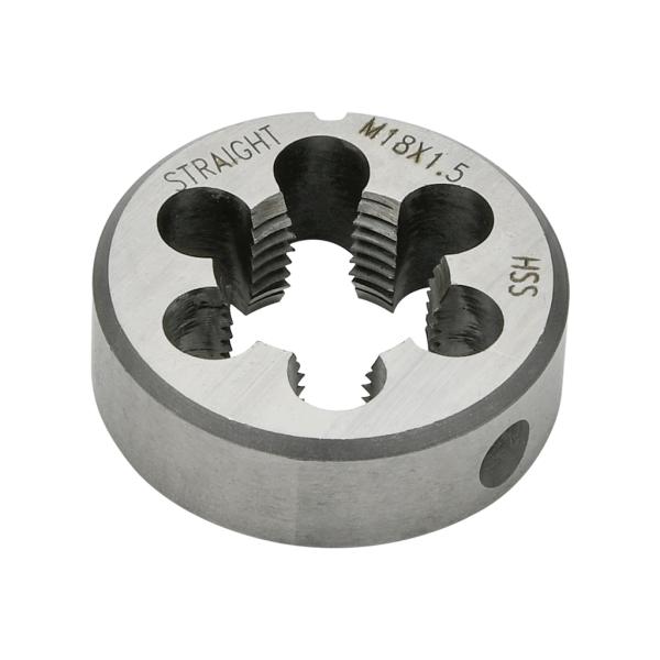 O2センサー等のネジ山修正や錆取りに便利なダイスです。[サイズ] M18×1.5[外形×サイズ] 円形×1.5"[材質] HSS鋼(High Speed tool Steel)