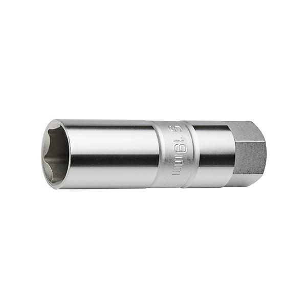 ストラットロッドナットソケットは、ストラット式サスペンションのショックアブソーバーロッド先端のナットの締緩専用ソケットです。差込角が無い貫通構造で、専用ビット(品番19-3006)を通して使用できます。[サイズ] 19mm[差し込みサイズ(...