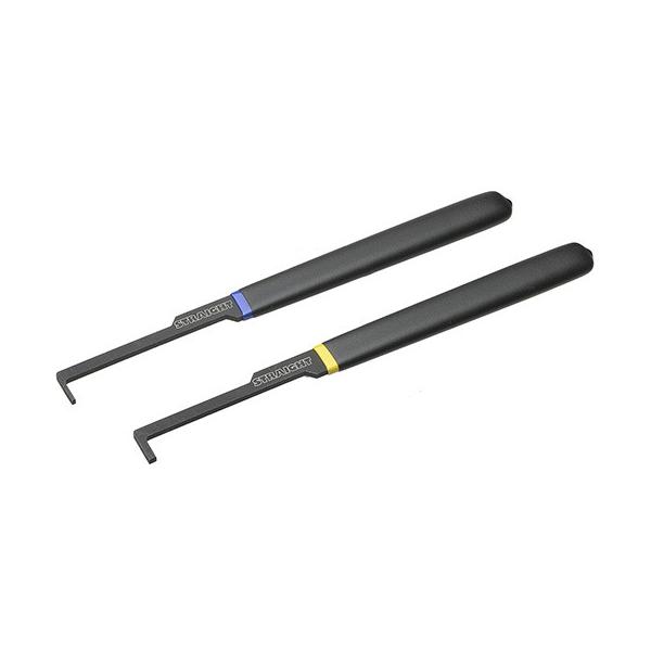 キャリパーホジ郎バイク用は、ブレーキキャリパーのキャリパーシールが収まる溝を清掃するための専用ツールです。従来品(品番19-6700)ではサイズが大きく使用できなかった小型キャリパーにも対応。[全長] 各203mm[材質] SK85(SK5)