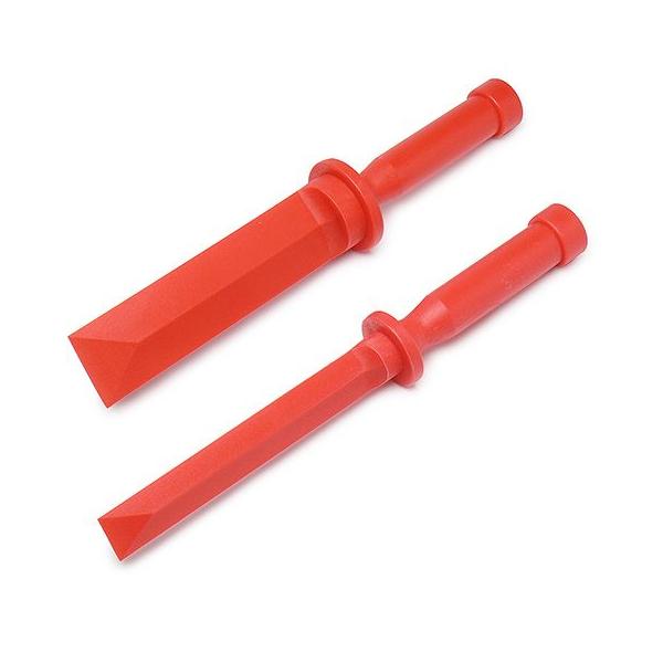 スクレイパーセット プラスチックタイプは対象物に傷をつけにくく、特にモール剥がしやホイールバランスウェイト剥がしに最適です。プラスチックハンマーなどでハンドル後端を叩いて使用することもできます。[全長] 274mm[ブレード長さ] 各138...