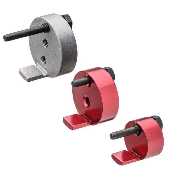 ストレッチベルトツール 3サイズセットは、様々なストレッチベルトの装着作業に対応した専用ツールのセット商品です。[セット内容] 32、44.5、50(φmm)[ボルトピン長さ] 30、40、53(mm)[材質] アルミニウム：本体