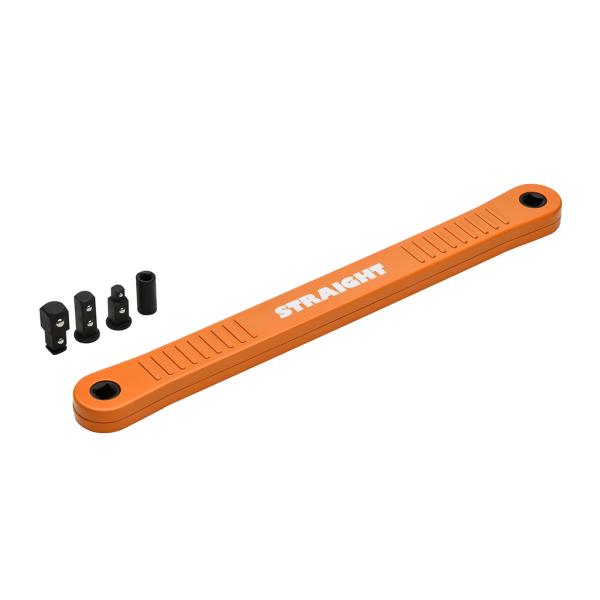 狭所作業を電動化できるエクステンションレンチセットです。使用したいソケットのサイズに合ったアダプターを取り付け、もう一方の差込角にラチェットハンドルやエアー・電動ラチェット等を取り付けて使用します。[差込角] 3/8"(9.5mm)[付属ア...