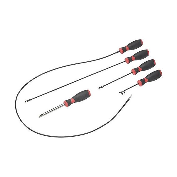 配線ガイドキット 5ピースは、奥まった狭い場所に配線を設置する際に便利な工具です。各種を使い分ける事により様々な箇所に使用可能です。[セット内容]・ストレートタイプ(ロング) 全長：約495mm・ストレートタイプ(ショート) 全長：約240...