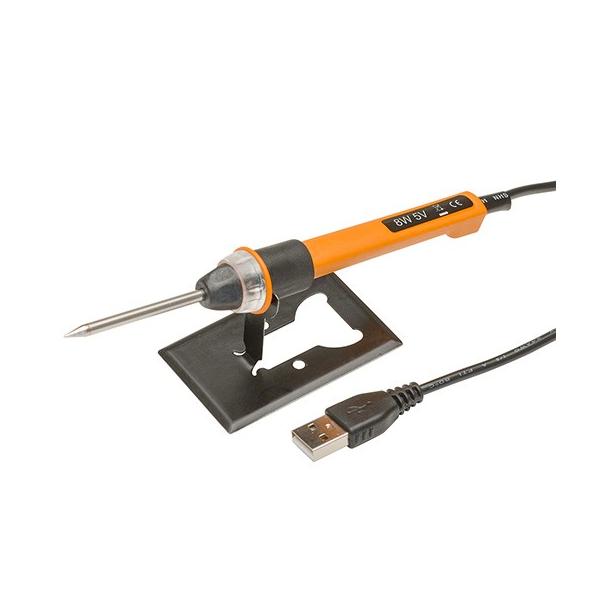 USB はんだごて DC5V/8Wは、USBコネクタで電源を取るはんだごてです。12秒で使用できる8W高出力タイプ。電気が供給されているUSBポートに差し込むと電源がONになり本体のLEDランプが点灯します。[電源] DC5V（USBコネク...