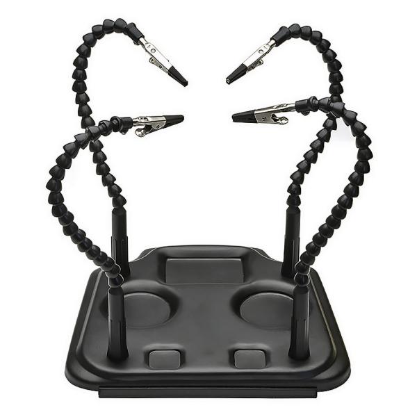 はんだごて サポートスタンド フレキシブルアームタイプは、4本のフレキシブルアームが付いたはんだ付けやはんだ除去等の作業時に便利な商品です。[サイズ台座部/WHD(約)] 190×19×175(ｍｍ)[フレキシブルアーム長さ] 約265mm...