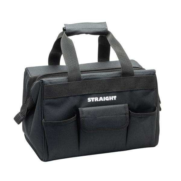 がま口状に大きく開き、物の出し入れがしやすく、たっぷり入るツールバッグです。外側、内側にポケット付きで工具や小物を分別収納できます。丈夫な1680Dを使用したナイロン製。[外寸/WHD] 340×230×210(mm)[重量] 約1.0kg...