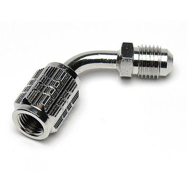 R12高圧用のサイズ変換アダプターです。[形状] L型[ネジサイズ] 7/16x3/8(Aタイプ)