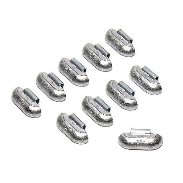 バランスウェイト スチールホイール用 25g 10ピース 打ち込みタイプはホイールバランスの補正に使用します。取り付け、取り外しにはバランスウェイトハンマー(19-921)が便利です。[重量] 25g[入り数] 10[材質] 鉛