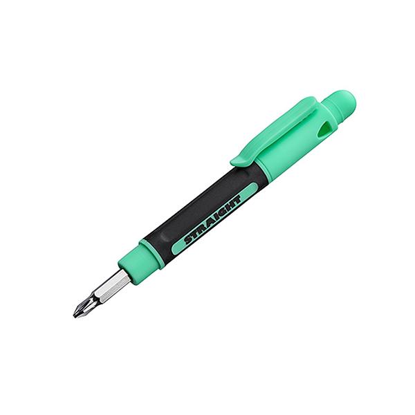 4-in-1 ポケットドライバーは、携帯に便利なペン型の差替えドライバーです。胸ポケットに入れておけるクリップ付き。キャップ付きでビットの収納が可能。のぞき窓付きで収納ビットの確認ができます。[全長] 132mm[ビット]No.1x-4mm...