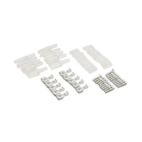 ギボシ端子セット 2股タイプは配線を1線から2線に分配するための端子セットです。ギボシオスは通常の端子(φ4mm)より径が細い(φ3.5mm)タイプです。[セット内容]・2股ギボシ端子メス×10、スリーブ×10・ギボシ端子オス×20、スリー...