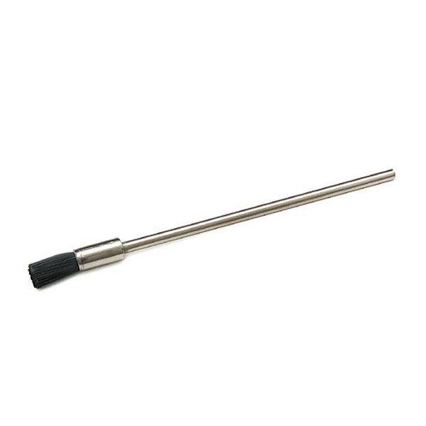 スプレーガンやエアーブラシの洗浄用ブラシです。キャブレターの分解掃除にも便利なペンハンドタイプです。[全長] 100mm[材質]・毛：ナイロン・ハンドル：スチールφ3mm軸[毛の長さ] 12mm