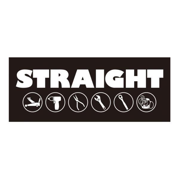 ストレートのロゴや工具の柄が入ったステッカーです。工具箱や整備用品等に貼り付けてご使用ください。[サイズ] 100×40(mm)[材質] PP(ポリプロピレン)
