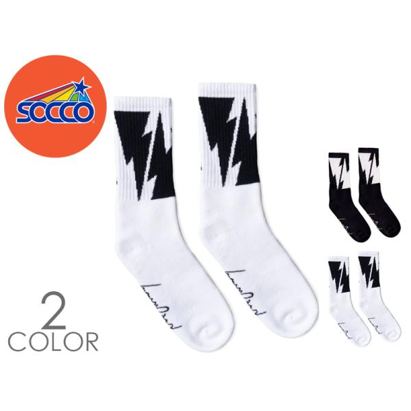 1970年代に西海岸のスケーターが愛用していたラインソックスを忠実に再現したソックス専門ブランドSOCCO。 スケーター、マイクヴァレリーとのコラボモデルのクルーソックスです。S/M フット部分　約24cm〜27cmL/XL フット部分　約...