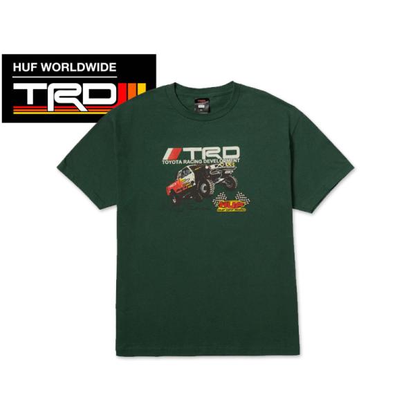 HUF（ハフ）とトヨタのモータースポーツ部門「Toyota Racing Development（トヨタ・レーシング・デベロップメント）」によるカプセルコレクション。フロントにコラボロゴプリント入りTEE。L：着丈約71cm／身幅約58cm...