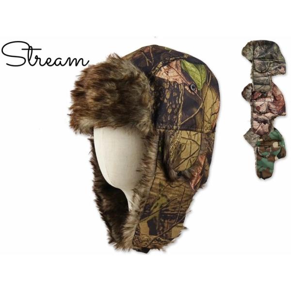 ポリエステル生地を使用、ライナーはキルティングライナー。カモ柄の軽量フライトキャップ。耳宛て部分は先端のクリップで上部に固定する事が可能です。サイズ　: 約58cm~約60cm素材　：ポリエステル100%