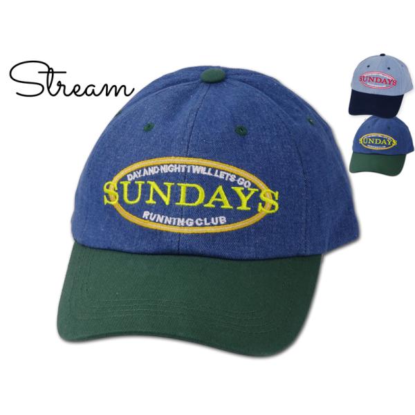 SUNDAYS RUNNUNG CLUB CAP。クラウン部分をデニムバイザーをコットンで切替えたアイテム。■SIZE：FREE SIZE■素材：コットン■生産地：中国