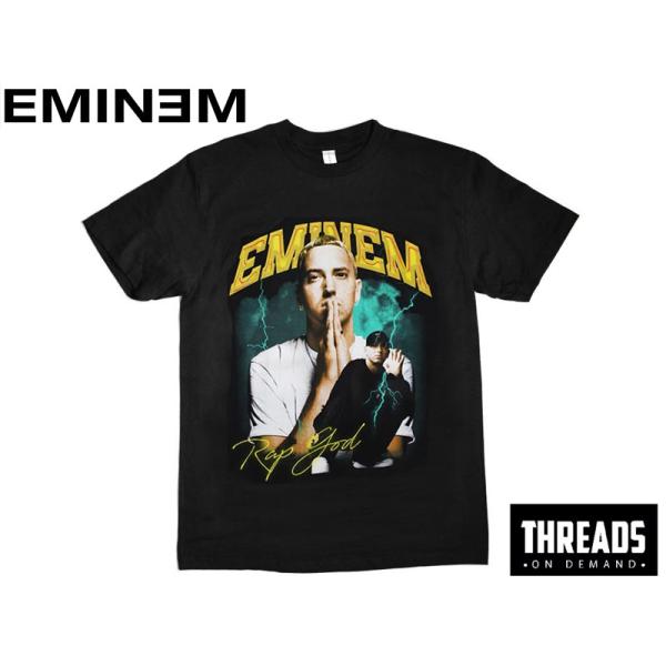 ラッパーEMINEM(エミネム)を落し込んだプリントTシャツ。定番のレーベルロゴがデザインのTシャツ公認のオフィシャルライセンス商品。CALIFORNIA発のアパレルブランド「THREADS ON DEMAND/スレッドオンデマンド」HIP...