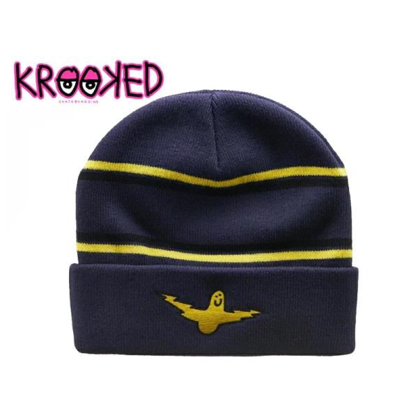 アクリル糸を使用した折り返しのビーニー。BIRDの羽がイナズマになっているキャラが刺繍配置原産国　：　MADE IN CHINA サイズ　：　FREE SIZE