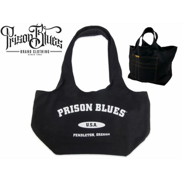 PRISON BLUESが得意とする重厚感のあるデニム生地を使用した無骨なグロサリーバッグ。外側にはポケットをデザインし、と反対面には代表的なロゴの一つでもあるバーシティロゴを2段プリン。シンプルな仕様ながら底面内側にはブランケットをデザイ...