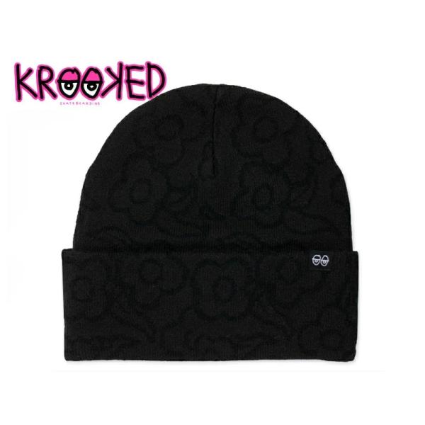 Krookedの定番ロゴであるFLOWERロゴのジャカードワッチ。FLOWER柄を同トーンで表現、折り返しにピスネーム原産国　：　MADE IN CHINA サイズ　：　FREE SIZE