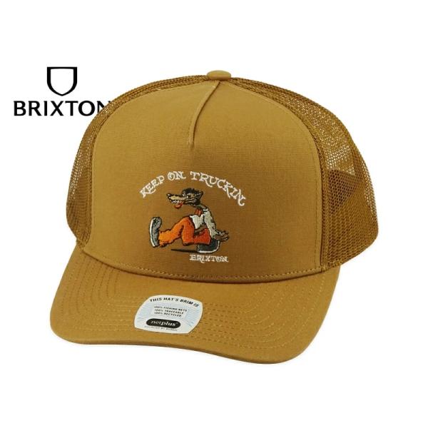 MP（ミディアムプロファイル）：癖の少ないベーシックな被り心地。愛嬌のある狼のキャラクターデザインを刺繍で落とし込んだ5パネルカーブバイザーのトラッカー（メッシュ）キャップ。サイズ　：　フリーサイズ、素材　：　ポリエステル、コットン