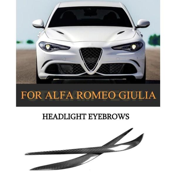【商品説明】アルファロメオ ジュリア用 ドライカーボン アイライン人気商品です！取り付け簡単！外装用両面テープ等で簡単装着可能。ドライカーボン仕様。軽量で高強度です。高級綾織カーボン繊維使用製造。表面UVカットクリアコート塗装済み。カーボン...