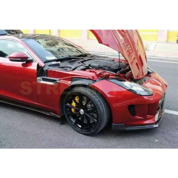 【商品説明】ジャガー Fタイプ 3.0用 DTMタイプ カーボンサイドスカート人気のUSDTMスタイル！高級綾織カーボン繊維使用製造。表面UVカットクリアコート3層塗り品。カーボンの紫外線による変色を最大限に守ります。左右セット販売価格。他...