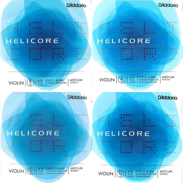 　ダダリオ社製のバイオリン弦 ヘリコアの　バイオリン用 ４弦セット (H310 4/4M) です　テンションはミディアムの商品です　D’Addario　HELICORE　VIOLIN　SET　4/4 SCALE LENGTH　H310 4 ...