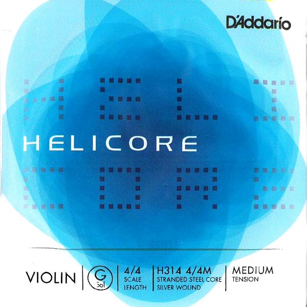　ダダリオ社製のバイオリン弦 ヘリコアの　バイオリン用 第4弦 G線 H314 4/4 M です　ミディアムテンションの商品です　D’Addario　HELICORE　VIOLIN　G  Sol　4/4 SCALE LENGTH　H314 ...