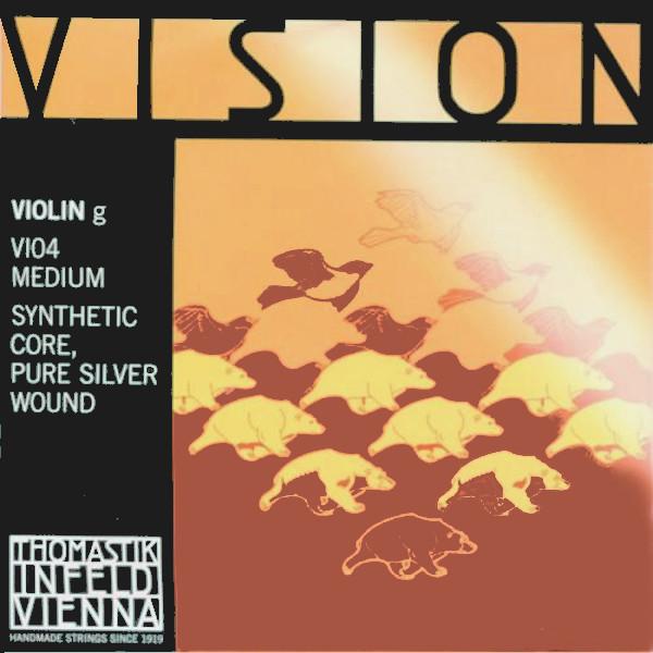 トマスティーク社製　バイオリン弦　ビジョン　　　第４弦 G線　VI04　4/4 楽器用　 合成繊維芯を シルバー素材で巻いた 巻弦です　 テンションは ミディアム 　 ボールエンド の 弦です　普通郵便発送の商品です　　ポスト投函 /追跡番...