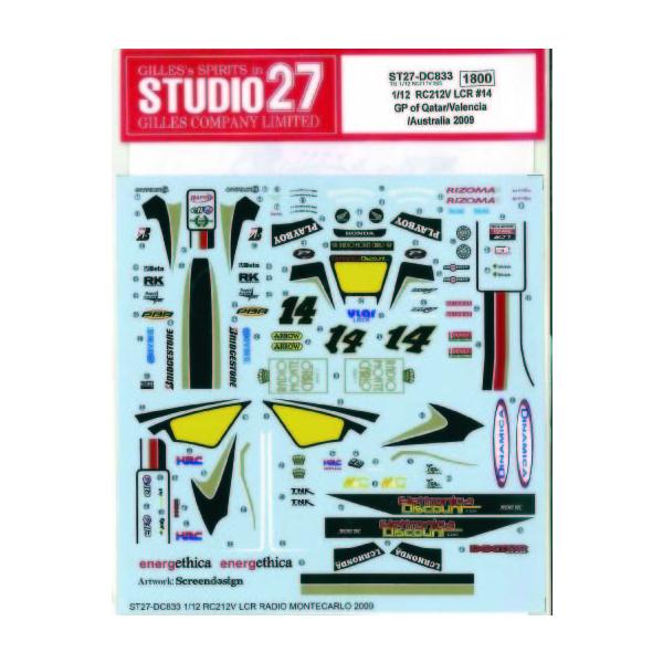 ■商品の説明■製品名称 1/12スケール LCR RC212V #14 カータルGP他　2009デカール定価 \1,980(税込み)製品種別 オリジナルデカール製品番号 ST27-DC833製品説明 タミヤ社 1/12 RC211V対応のシ...