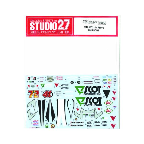 ■商品の説明■製品名称 1/12スケール RC212V #41/72 2009　SCOT デカール定価 \1,760(税込み)製品種別 オリジナルデカール製品番号 ST27-DC836製品説明 タミヤ社 1/12 RC211V対応のシルクス...
