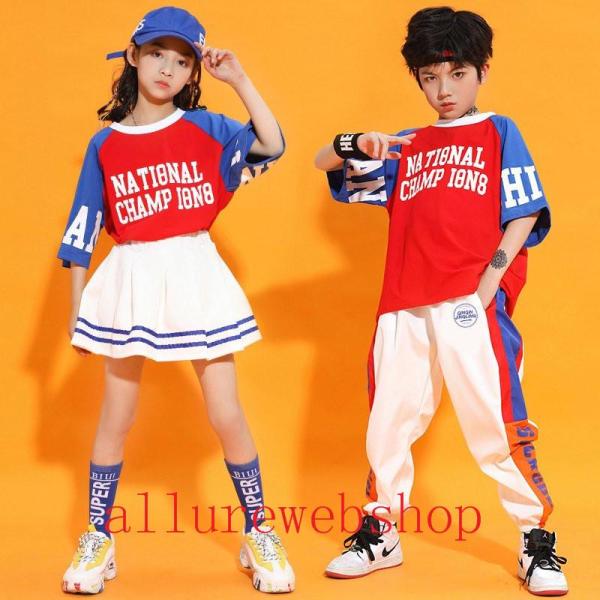 ダンス服装 体操服 JAZZ DANCE tシャツ スウェット キッズチアリーダー 女の子 ステージ衣装 ダンスウェア 子供 応援団 運動会 甲子園 チアガール衣装 舞台演出服　おしゃれ　ストリート系　B系　K-POP　韓国　ダンスコンテス...