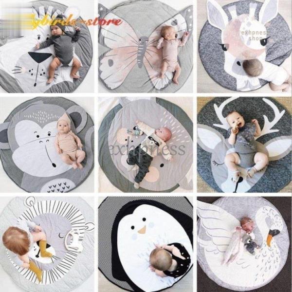 ベビーマット プレイマット ベビー ラグマット はいはいマット 円形 月齢フォト ごろ寝マット クッション ごろ寝アート  出産祝い ギフト プレゼント 赤ちゃん ベビーラグマット かわいい