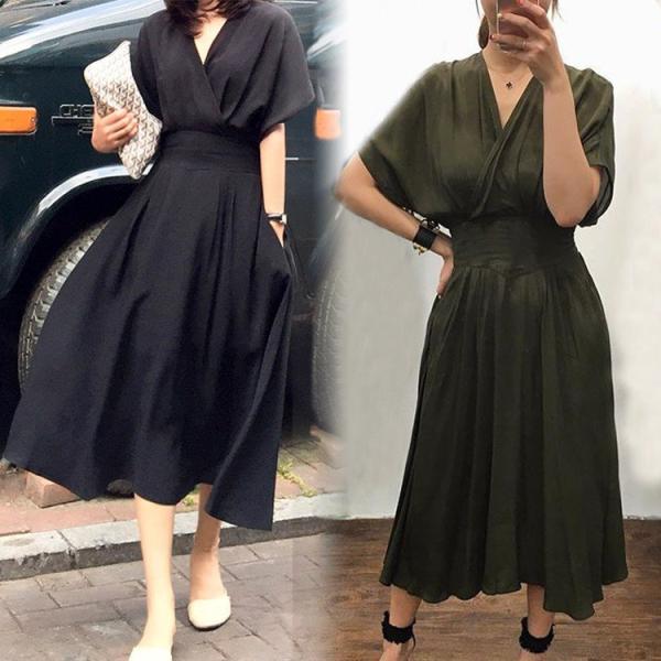 【商品コード】：y500227【素材】：綿【カラー】：キャラメル/ブラック/オリーブ【サイズ】：（約）  *着丈：115cm　*肩幅：33cm　*バスト：102cm  *袖丈：31cm連携キーワード：ワンピース レディース マキシワンピース...