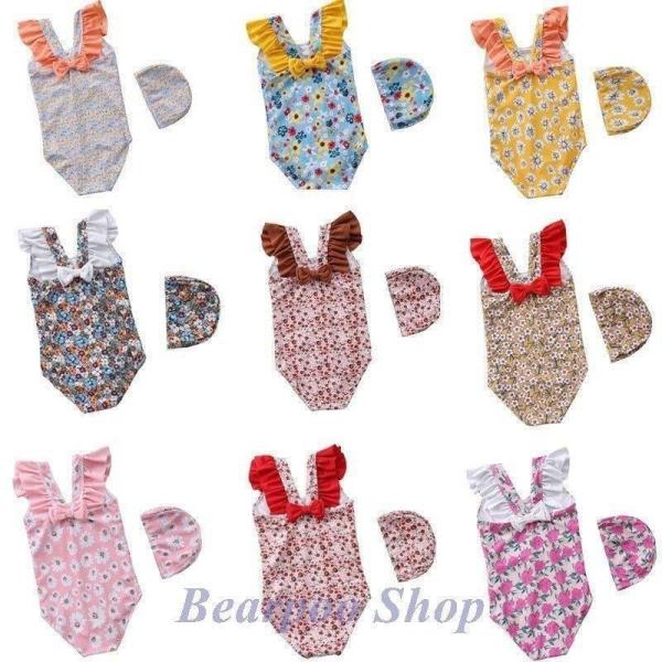 フリルが女の子らしくてキュートなレオタードタイプの水着です。バックスタイルも可愛いですよ◎素材:ポリエステルセット内容:2点セット（帽子付き）製作元 中国(チャイナ)水着の取り扱いご注意◆濡れたまたビニール袋に密封し長時間放置しますと色移り...