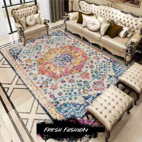 厚さ：約7mm ▼： ペルシャ風ラグ！ このカーペットは多種類の花柄デザインがあって、ふわふわの肌触りのさらりとしたマットは家庭用だけでなくて、会社と店舗でも気に入ります。 客間またダイニングルーム、子ども部屋、女性のお部屋が洋風のお部屋も...
