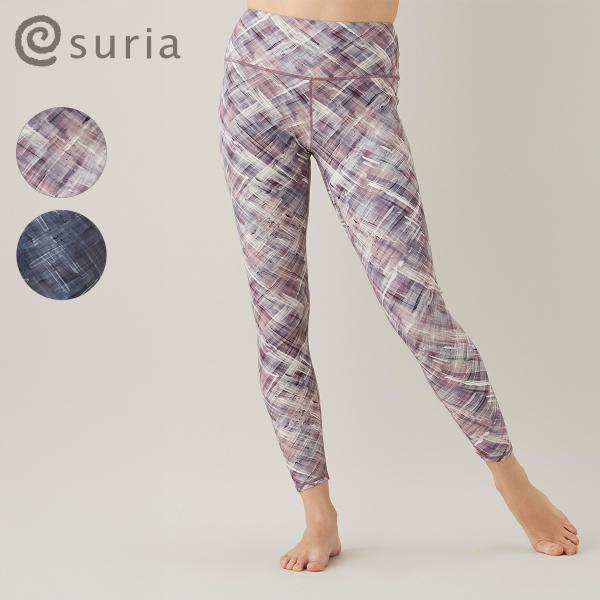 脚をすらりと見せる斜めのチェック柄馴染みやすいニュアンスカラーが魅力の4WAYストレッチレギンス商品名　suria スリア パッスィオンレギンス SU-P687カラー　ピンクベージュ、ブルーグレー素材　ポリエステル84%、ポリウレタン16%...