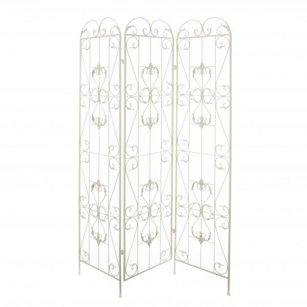 [商品説明]【メーカー在庫品の為ご注文時に完売の際は次回入荷時期のご案内となります。お急ぎの際はお問い合わせください】ヨーロピアンな雰囲気が素敵なアイアン製の３連パーテーションお色はオフホワイトとなりますお部屋やお玄関の間仕切りにどうぞ[材...