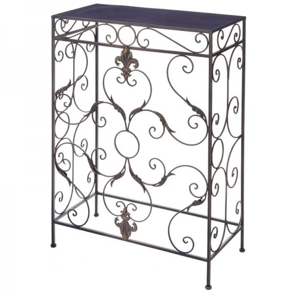 [商品説明]【メーカー在庫品の為ご注文時に完売の際は次回入荷時期のご案内となります。お急ぎの際はお問い合わせください】ヨーロピアンな雰囲気が素敵なアイアン製のコンソールお色はダークブロンズとなりますお玄関やリビングにお花や植物、置物など飾っ...