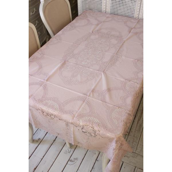 [商品説明]フレンチテイストのお洒落なビニール製テーブルクロススモーキーなお色や繊細なレース模様が素敵ですサイズは２サイズ展開で、こちらは150 x 228ｃｍで6人掛け用のテーブル向きですお色はローズピンクとライトグレーの２色展開ですビニ...